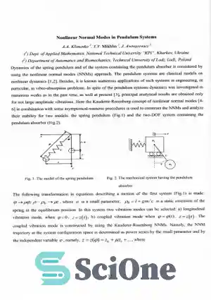 دانلود کتاب Nonlinear normal modes in pendulum systems – حالت های عادی غیرخطی در سیستم های آونگی ...