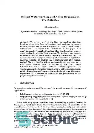 دانلود کتاب Robust Watermarking and Affine Registration of 3D Meshes – علامت گذاری ورمارک قوی و ...